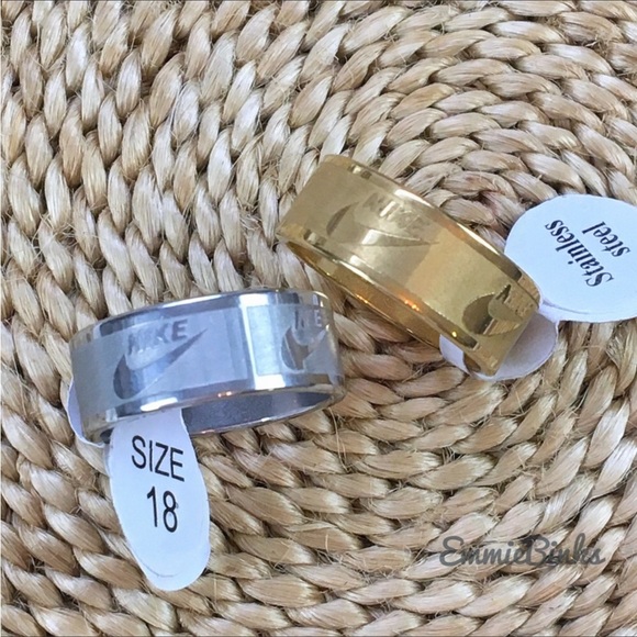 Nike | Jewelry | New 8mm Nike Swoosh Logo Golden Stainless Steel Band ...
